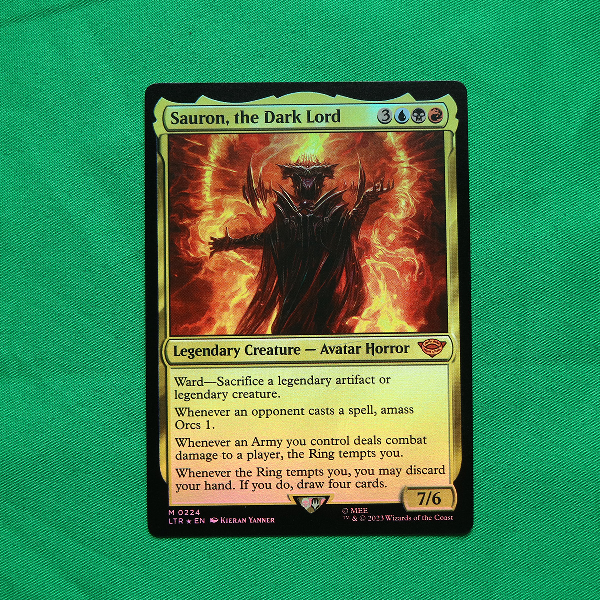 Sauron, the Dark Lord LTR #224 foil mtg proxy magic the gathering ...